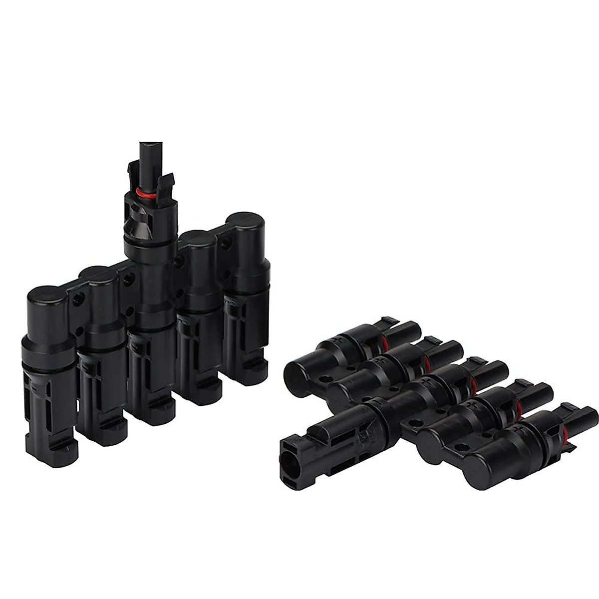 BAYM Solar Panel T Branch 5 to 1 5M/F + 5F/M Cable Connector Solar Wire Connector T-Type T5 Coupler Combiner(1 Pair)