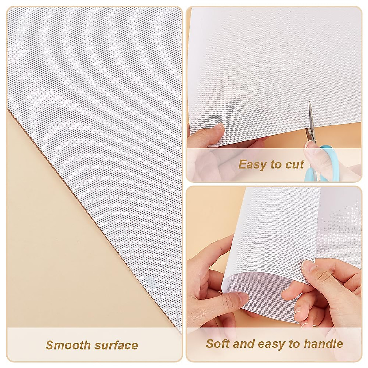 BENECREAT Custom Fursuit Eye Mesh, 39x11.8inch White PVC Plastic Net 0.2mm Thick Waterproof Printable Mesh for Furries Cosplay, Props, Fursuits, Craft Making, Hole: 0.5mm