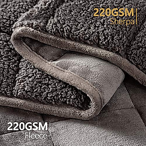 Mr.Sandman Weighted Blanket Adults 15lbs for Queen Size Bed, Soft Sherpa Heavy Blanket Relieves Pressure with Premium Microbeads - 60"x80" Grey