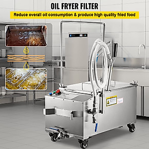 VEVOR Mobile Fryer Filter, 80 LBS/40 L/10.56 Gal Capacity, 300W Oil Filtration System with 5 L/min Flow Rate, Mobile Frying Oil Filtering System with 10 L/min Pump & Oil Hose, 110V/60Hz