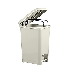 Superio Slim Trash Cans with Pedal Lid 4 Gallon Beige (2 Pack) Plastic Waste Bin 16 Qt. for Under Desk, Office, Bedroom, Bathroom