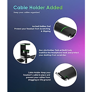 6amLifestyle Dual Rotatable Headphone Stand Hanger Under Desk Clamp Headset Holder Aluminum Load up to 11lb Headset Stand Hanger Compatible with Universal Headphones, Black 6A-13BK