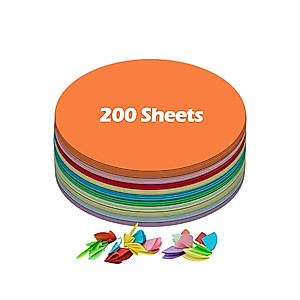 Ezyaid Construction Paper Circles with Assorted Colors 2 Inch, Colored Craft Paper 200 Sheets for Kids Arts and Crafts, School Crafting Supplies for Kids