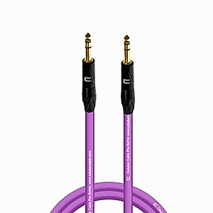 COLUBER CABLE 1/4 TRS Male to 1/4" TRS Male - 10 Feet - Purple - 1/4 (6.35mm) Stereo Balanced Male to Male Connector for Powered Speakers, Audio Interface or Mixer for Live Performance & Recording