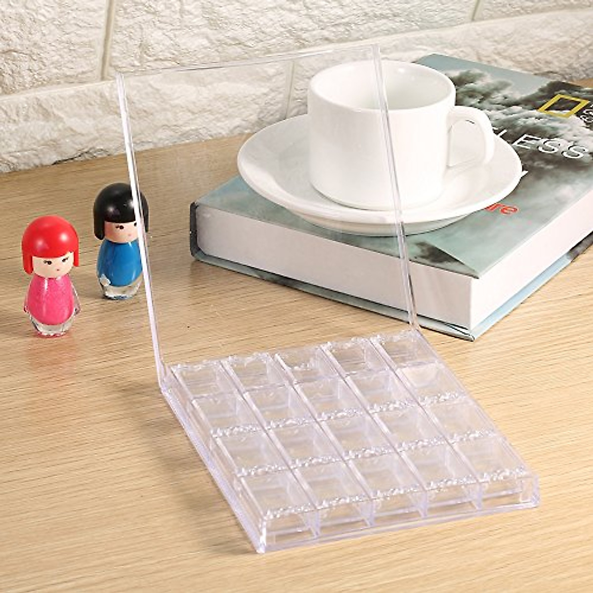 20 Grids Bead Storage Box Organizer, Transparent Acrylic Nail Art Decorations Container Rhinestone Beads Diamond Case for Crafts with Dividers, Clear Plastic DIY Art Crafts Nail Diamonds