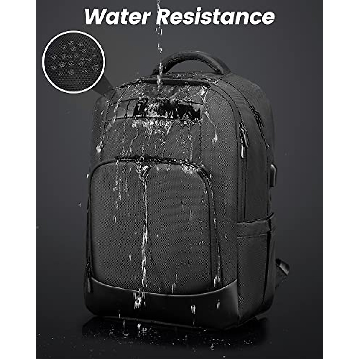 LOVEVOOK Laptop Backpack,17.3 Inch Durable Water Resistant Anti-theft Business Travel Backpack with USB Port, Mens Professional Multi-function Smart Computer Backpack for Work Commuter College,Black
