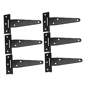 UKCOCO 6pcs 4 Barn Gate Hinges Black Cabinet Hinges Gate Hinges for Wooden Fences T Strap Hinges Square Barn Hinges Black Hinges Decorative Hinges 4 Inch Door Hinges Furniture Garden Shed