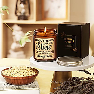 Good Friends are Like Stars Gifts - Lavender Scented Candles, Funny Birthday Christmas Gifts for Women Friends, Girlfriend, Mom, Sisters, Besties Scented Candles for Men Women