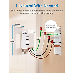 Meross Smart Light Switch Supports Apple HomeKit, Siri, Alexa, Google Assistant & SmartThings, 2.4GHz Wi-Fi Light Switch, Neutral Wire Required, Single Pole, Remote Control Schedule, 2 Pack