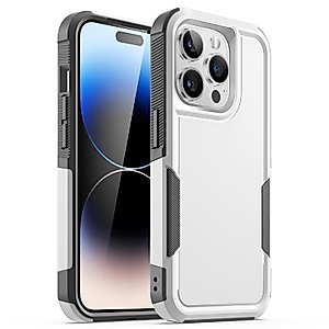 JETech Case for iPhone 14 Pro 6.1-Inch, Heavy Duty Dual-Layer Rugged Protection, Shockproof Protective Tough Phone Cover with Matte Back (White)