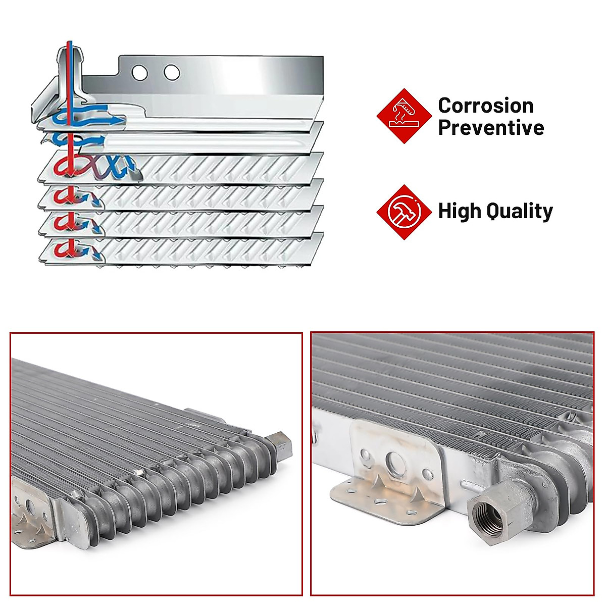 Piodelo 40k Transmission Oil Cooler Kit Compatible with Heavy Duty 40,000 GVW Max with Mounting Hardware, Towing Applications and Advanced Cooling Protection Replace# LPD47391 47391