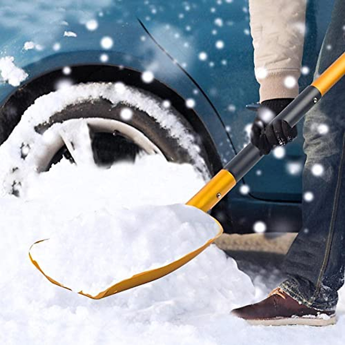 Foldable Emergency Shovel with Extendable Handle, Aluminum Lightweight Ski,Garden for Car,Outdoor Shovel Camping