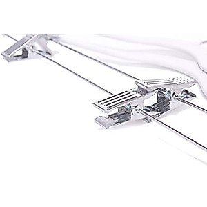 Quality Plastic Non Velvet Non-Flocked Thin Compact Coat Hangers with Metal Clips for Skirts Pants Blouses 360° Swivel Hook (White, 20)