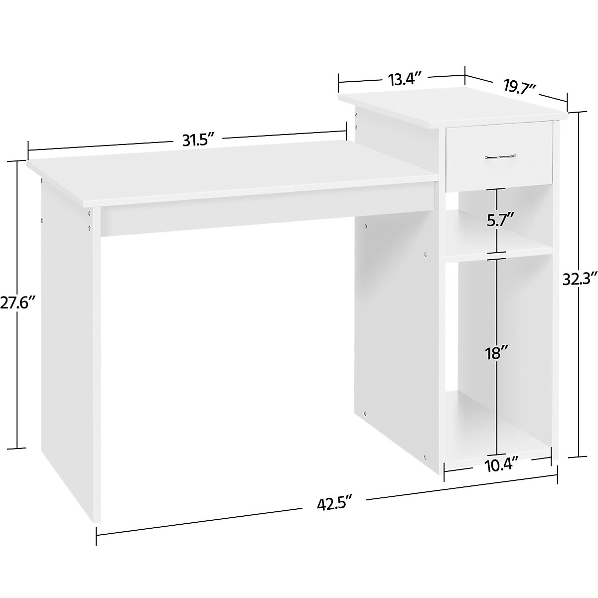 Yaheetech Home Office Computer Desk with Storage Drawer & Monitor Shelf, Writing PC Laptop Table Desk Study Workstation Furniture for Small Spaces, White