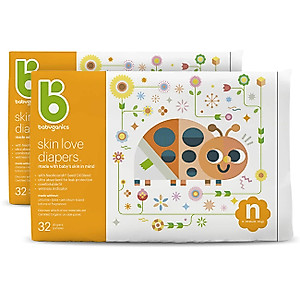 Babyganics Diapers, Newborn, 32 Ct, Ultra Absorbent Diapers, 2 Packs