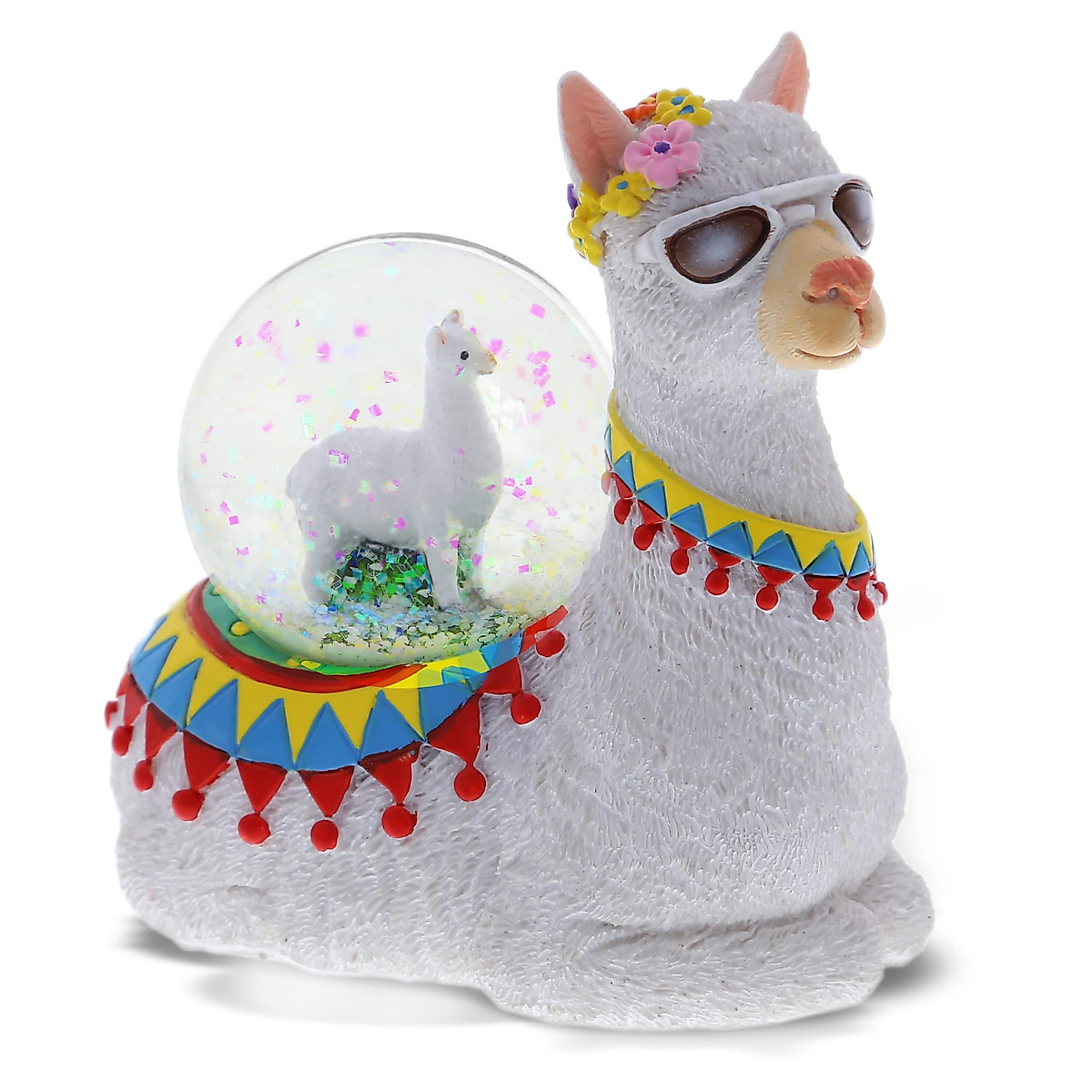 CoTa Global Llama Snow Globe Decor - Elegant Pink Sparkle Glitter Inside The Snow Globe Figure, Animal Figurines for Kids and Adults, Collectible Snow Globes Ornament for Birthday, Christmas - 45 mm