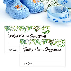 50 Baby Shower Name Suggestion Cards, Greenery Name Suggestion Cards for Baby Shower, Name Suggestion Game, Baby Shower Games, Baby Party Supplies, 3.5 x 2 Inches