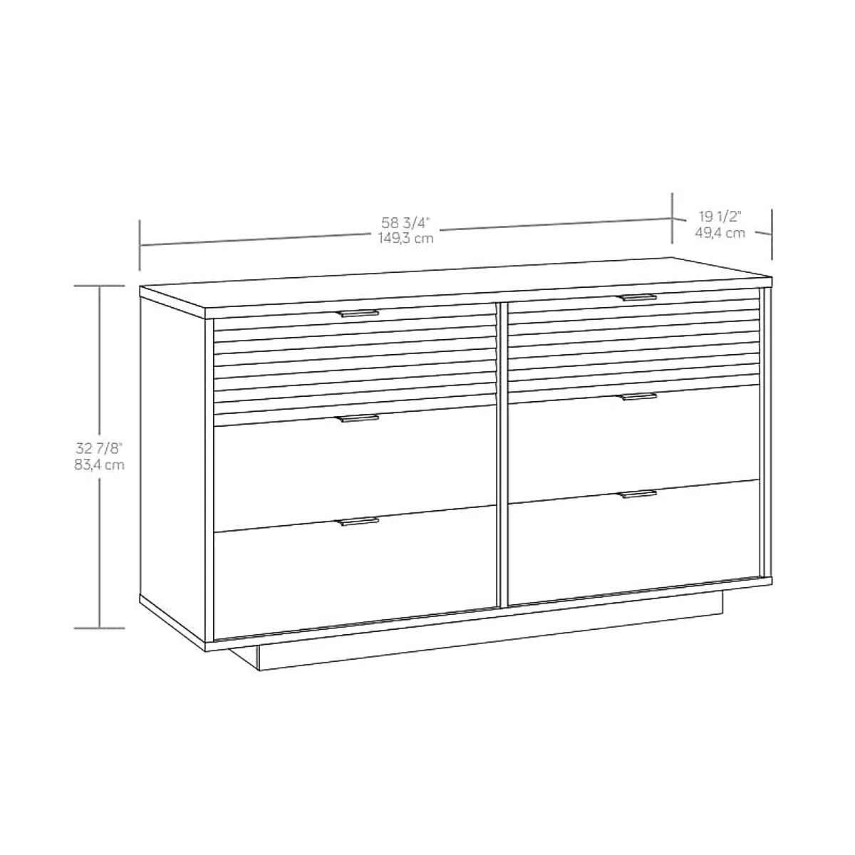 Sauder East Rock Engineered Wood Dresser in Ashen Oak Finish