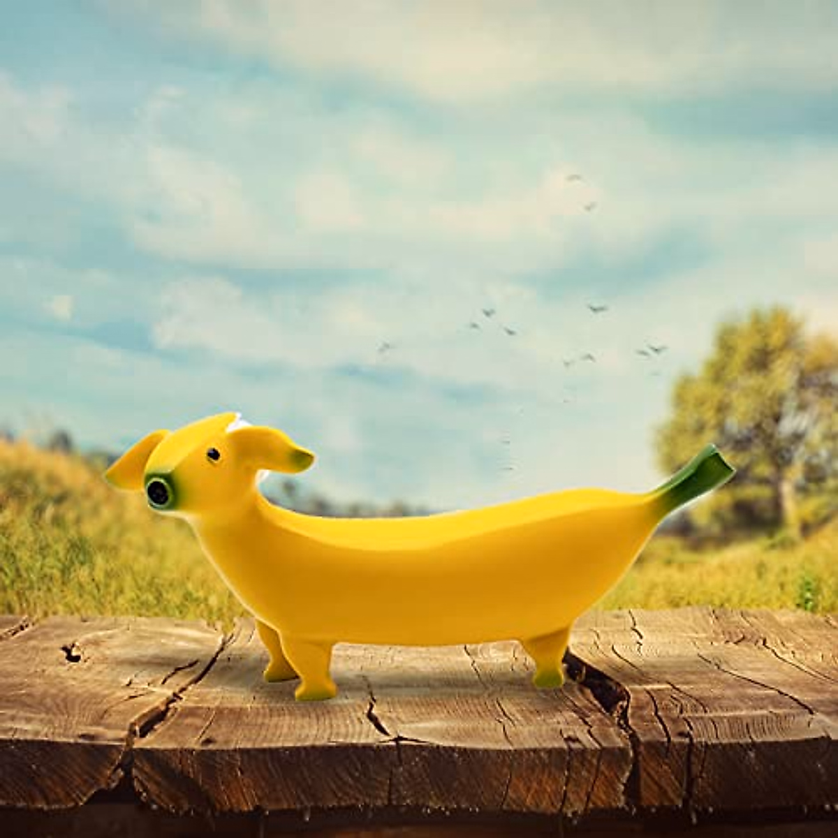 Cute Banana Dog Garden Statues, Banana Dog Sculpture Funny Dog Statues Banana Puppy Resin Statue Standing Dog Animals Statue Garden Art Sculpture Ornaments for Home Outdoor Garden