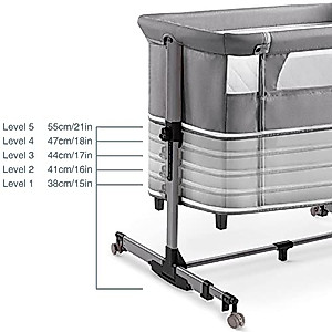 nordmiex Baby Crib,3 in 1 Bassinet for Baby,Bedside Sleeper Bedside Baby bassinets Crib for Newborn,Adjustable Portable Baby Bed for Infant/Baby,Gray