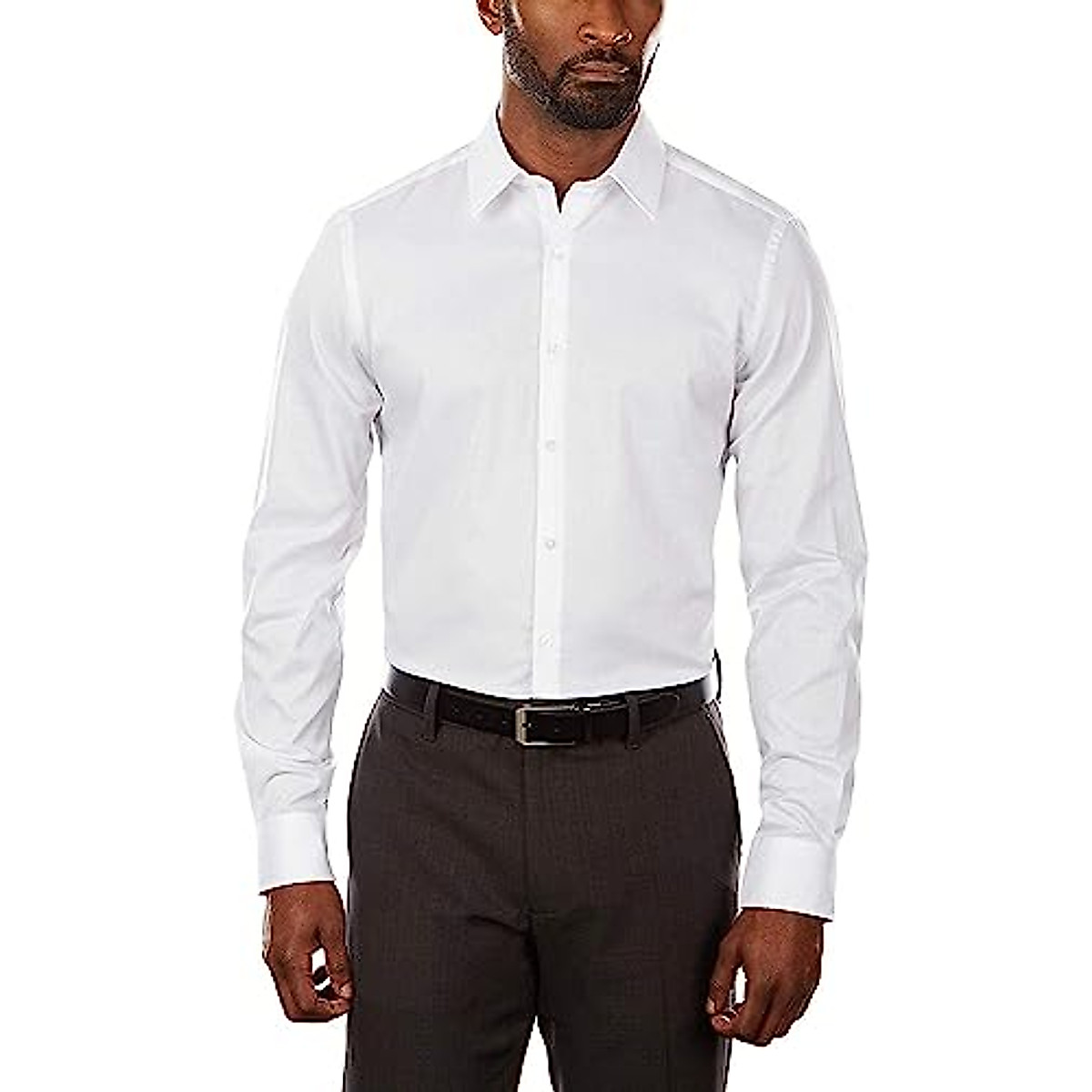 Van Heusen mens Slim Fit Flex Collar Stretch Solid Dress Shirt, White, 16.5 Neck 34 -35 Sleeve US