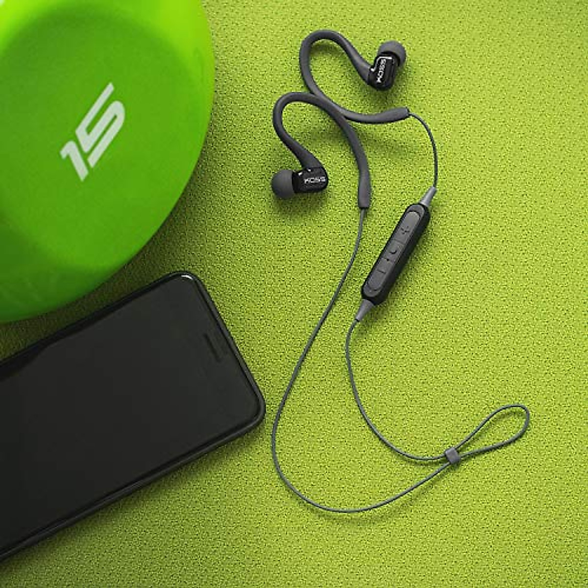Koss BT232i Wireless Bluetooth Earclips, In-Line Microphone, Volume Control and Touch Remote, Sweat Resistant, Dark Grey and Black