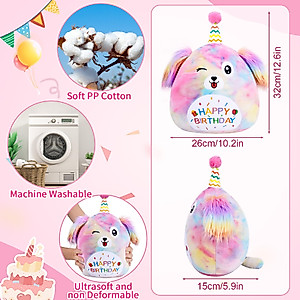 FCSONU 12 inch Dog Stuffed Animals Plush Toys Cute Plushies, Rainbow Birthday Dog Plush Pillows, Soft Puppy Doll Toys, Birthday Gifts for Girls Boys Kids Toddlers