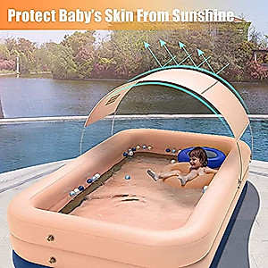 YUEWO Inflatable Swimming Pool, 102x63x27inch Outdoor Above Ground Portable Pool with Canopy for Baby, Kids, Adults Blow Up Pool for Family Garden Backyard