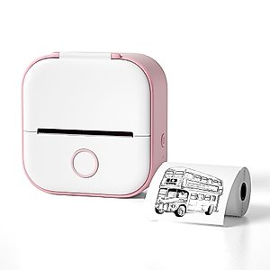 Print Pod, Print Pods Mini Printer,Printpod - Mini Pocket Printer,Fast Printing Portable Mini Thermal Printer,Wireless Bluetooth Inkless Printer Sticker Printer&Printing Paper (Pink)
