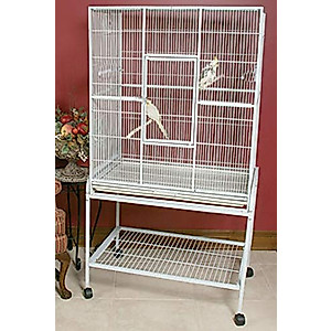 64" Extra Large Wrought Iron Breeding Flight Canary Parakeet Cockatiel Lovebird Finch Cage Side Nesting Doors with Removable Rolling Stand