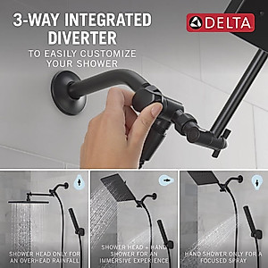Delta Faucet 10-inch Raincan Shower Head and Hand Held Shower Combo, Black Square Shower Head, Rainfall Shower Head, Hand Shower, High Pressure Shower Head, 1.75 GPM Flow Rate, Matte Black 75527-BL