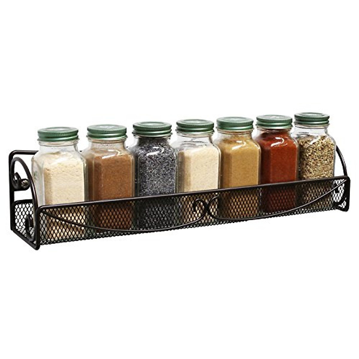 Deco Brothers 2 Pack Wall Mount Single Tier Mesh Spice Rack, Bronze