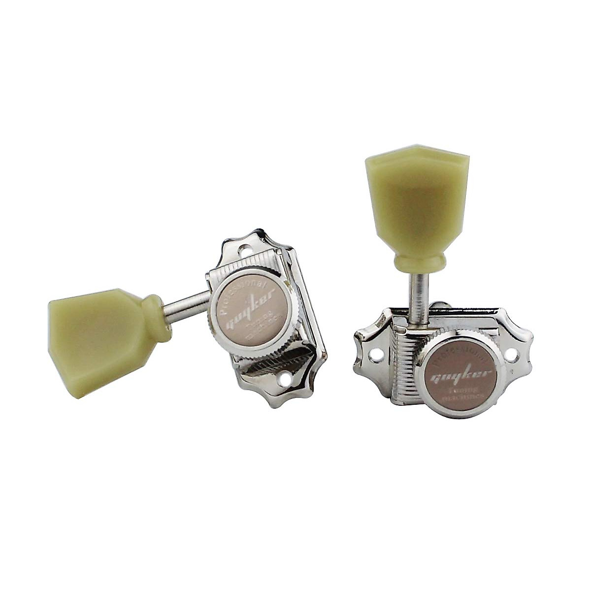 Guyker 3x3 Vintage Style Locking Guitar Machine Heads – 1:15 Ratio Lock String Deluxe Tuning Key Pegs Tuners Set Replacement for Electric, Acoustic or Folk Guitars - nickel