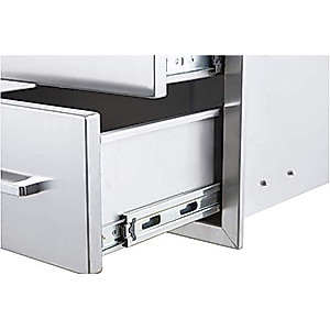 yuxiangBBQ Outdoor Kitchen Drawers Stainless Steel 3-Drawer BBQ Drawer 14" W x 20.5" H x 23" D Enclosed Built-in Drawer Flush Mount for Outdoor Kitchens & BBQ Islands