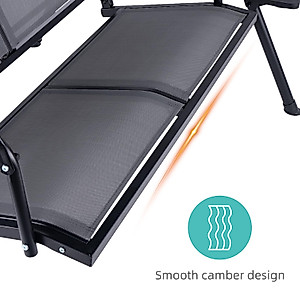 Backyard Expressions 2 Person Patio Swing with Grey Sling Fabric and Black Metal Frame - 450 lbs Weight Capacity