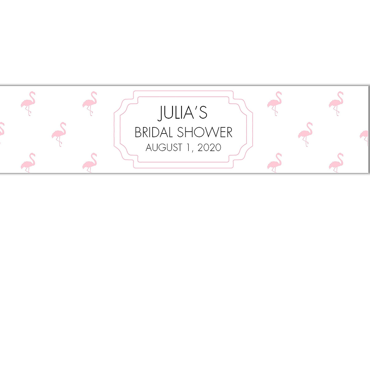 Pink Flamingo Pattern Personalized Water Bottle Labels, Pack of 25 Peel and Stick Waterproof Wrappers for Birthday Party Favors