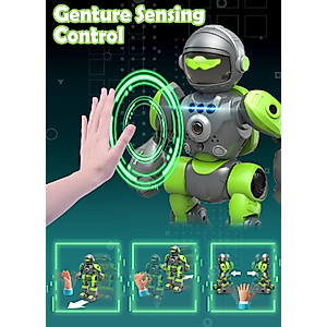 YUANJIROT Robot Toys for Kids, Boy RC Gesture Sensing Toy, Interactive Recordable Programmable Robot Gift for Boys Girls Aged 5-7