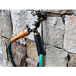 Kasian House Heavy Duty Brass Garden Hose Splitter, Y Valve, 2 Way Connector for Outdoor Faucet, Outside Water Bib Spigot Adapter, Large Comfort Grip Handles, 2 Extra Rubber Washers