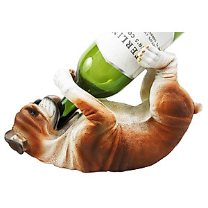 Atlantic Collectibles British Bulldog Canine Dog 10.25" Long Wine Bottle Holder Caddy Figurine