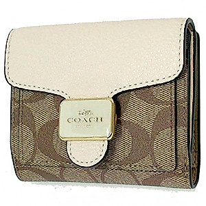 COACH Pepper Wallet in Signature Canvas and Leather - #C7805 - Gold/Khaki/Chalk