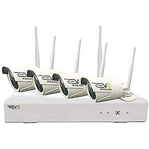 Revo America Wireless 4 Ch. NVR Surveillance System with 4 HD Wireless Outdoor Bullet Cameras