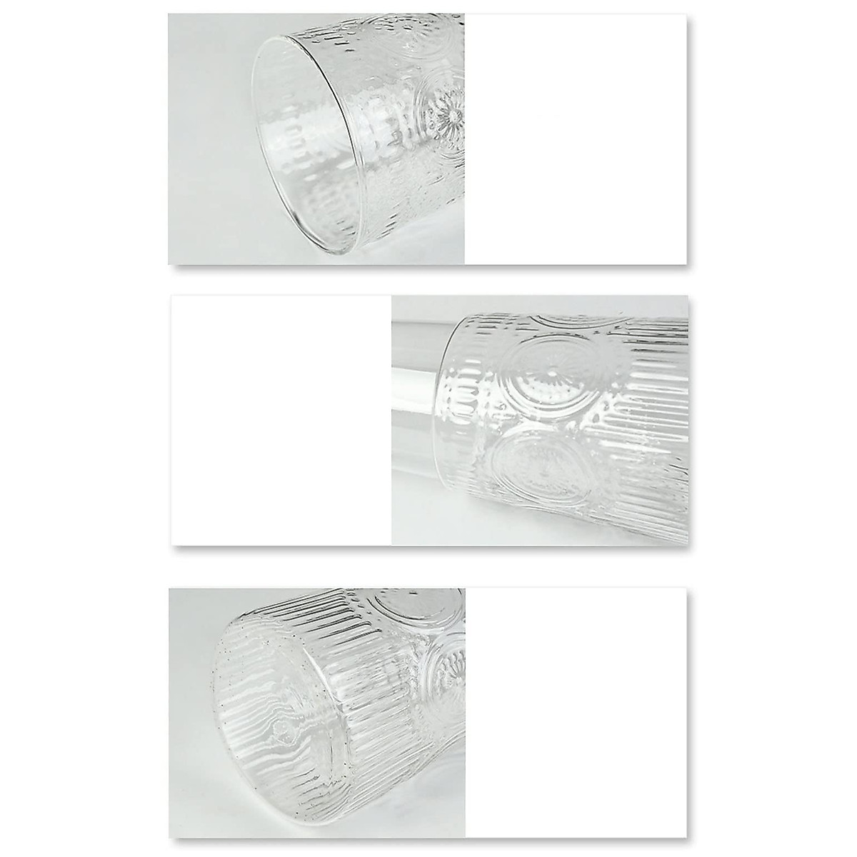 RockTrend Retro Sunflower Relief Glass Bedside Night Water Carafe with Tumbler Glass, Glass Pitcher and Cup Set-Amber