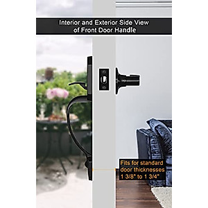 goldenwarm Black Front Door Handle, Entry Door Handle and Reversible Handle Lever, Single Cylinder Front Door Handle Only, Matte Black Front Door Entry Handleset, Entry Way Door Handle