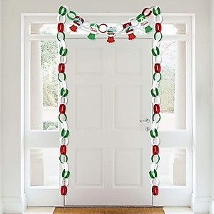Big Dot of Happiness Merry Little Christmas Tree - 90 Chain Links and 30 Paper Tassels Decoration Kit - Red Truck and Car Christmas Party Paper Chains Garland - 21 feet