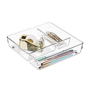 InterDesign Linus 2 in. H x 13.7 in. W x 10.7 in. L Clear Plastic Cutlery Tray
