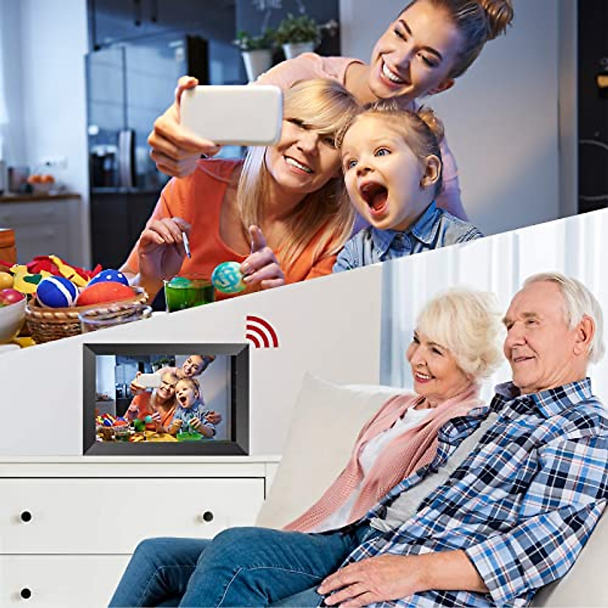 FRAMEO Digital Picture Frame 10.1 Inch, WiFi Digital Photo Frame 1280 * 800 FHD IPS Touch Screen with 16GB Storage, Wall Mountable, Auto-Rotate, Share Photos and Videos via App from Anywhere