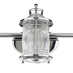 Globe Electric 51272 Bayfield 3-Light Vanity Light, Chrome, Ribbed Seeded Glass Shades