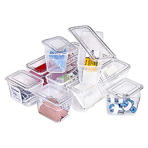 AB Designs Mixed Bin Pack, [4] Long & [4] Small Home Organizer Storage Boxes with Lids, Clear
