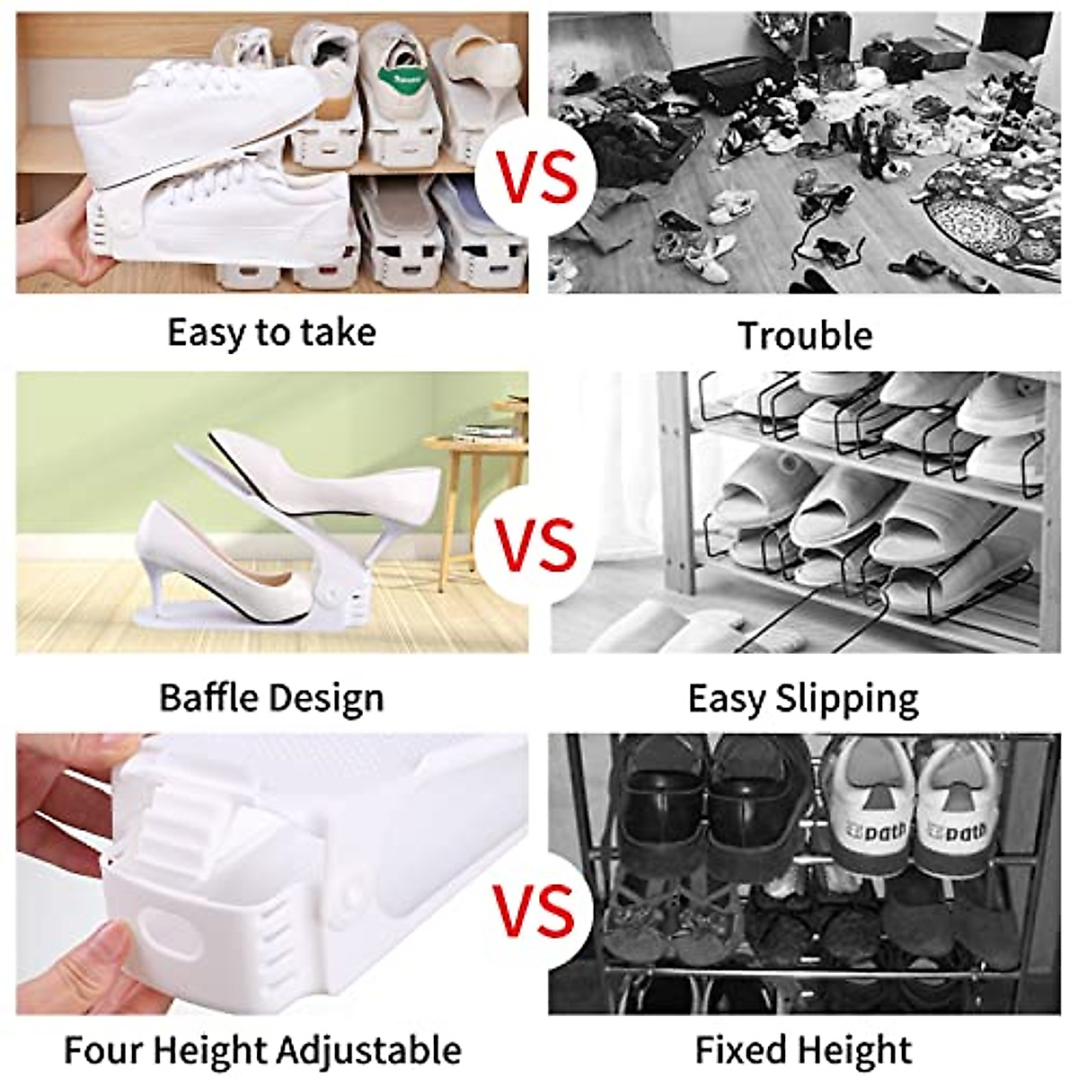 Antigo Shoe Slots Organizer，20 Pcs Adjustable Shoe Stacker for Closet Organization, Double Deck Shoe Rack Holder Storage Space Saver (White)