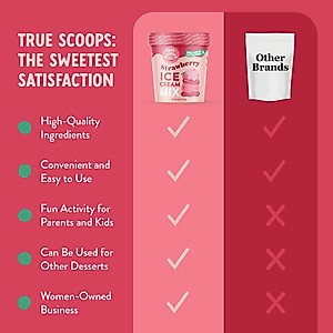 True Scoops 6-Pack Strawberry Ice Cream Mix. Makes 1 Pint of Premium, Homemade Ice Cream With an Electric Mixer. Made With Real Strawberries. Gluten-Free, Peanut-Free, and Kosher.